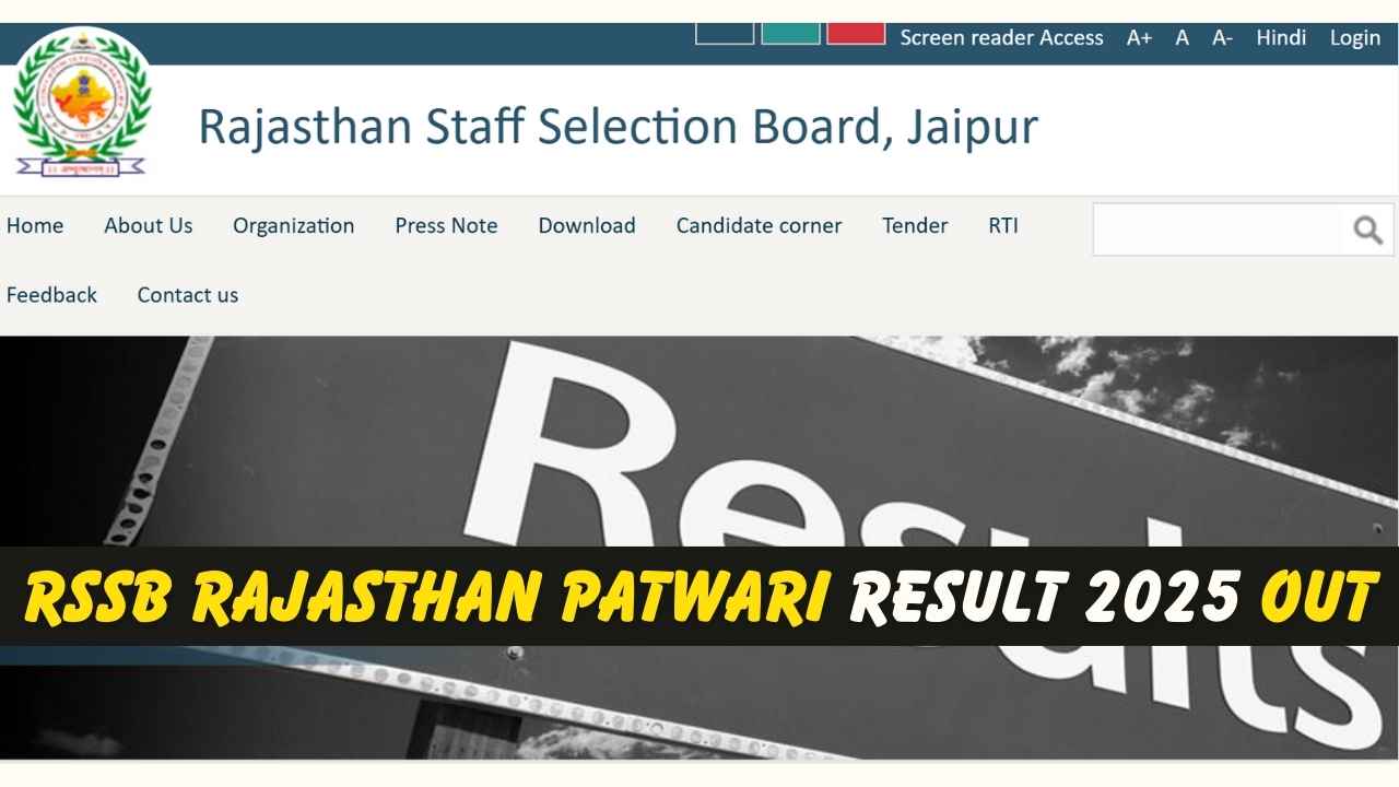 RSSB Rajasthan Patwari Result 2025 OUT at rssb.rajasthan.gov.in ...